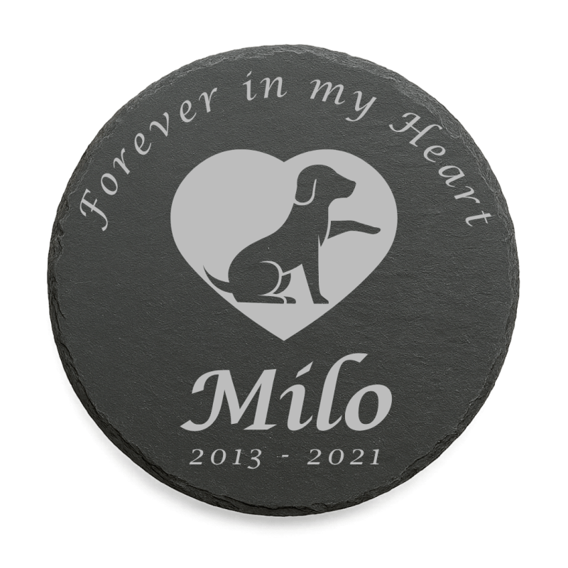 Personalised Round Dog Grave Marker – Name & Tribute